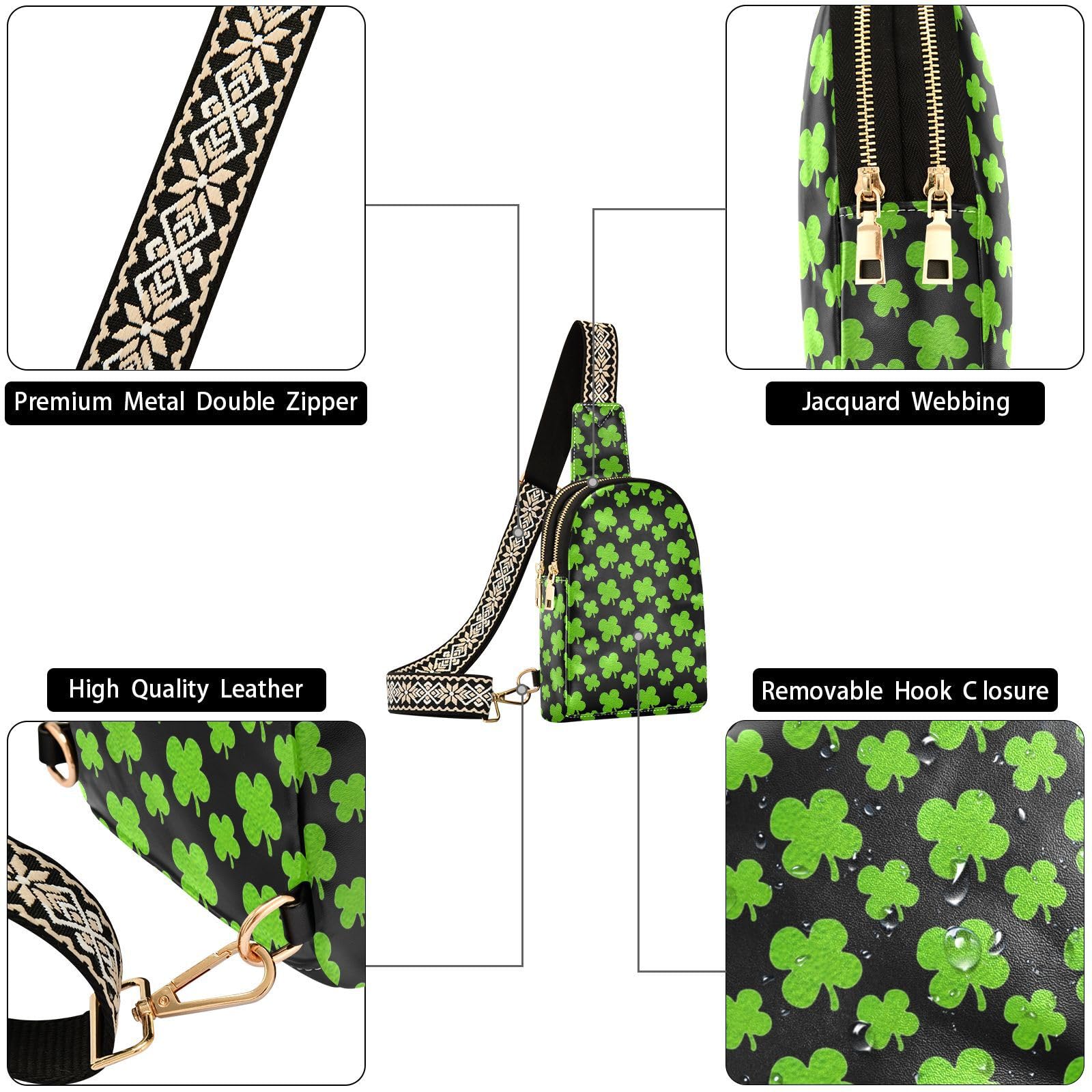 Women Crossbody Sling Backpack St-patricks-shamrock-clover Girl Chest Bag Daypack for Hiking Traveling