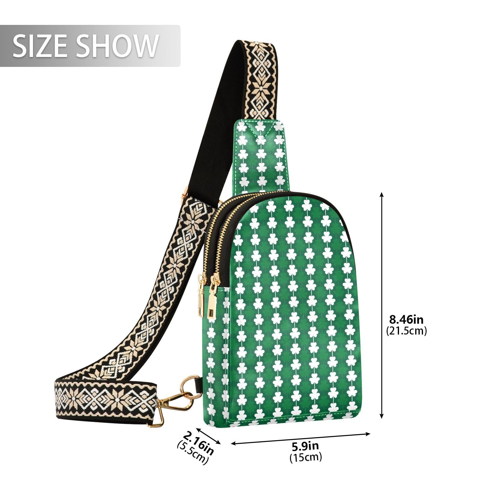 Women Crossbody Sling Backpack Green-clover-st-patrick Girl Chest Bag Daypack for Hiking Traveling