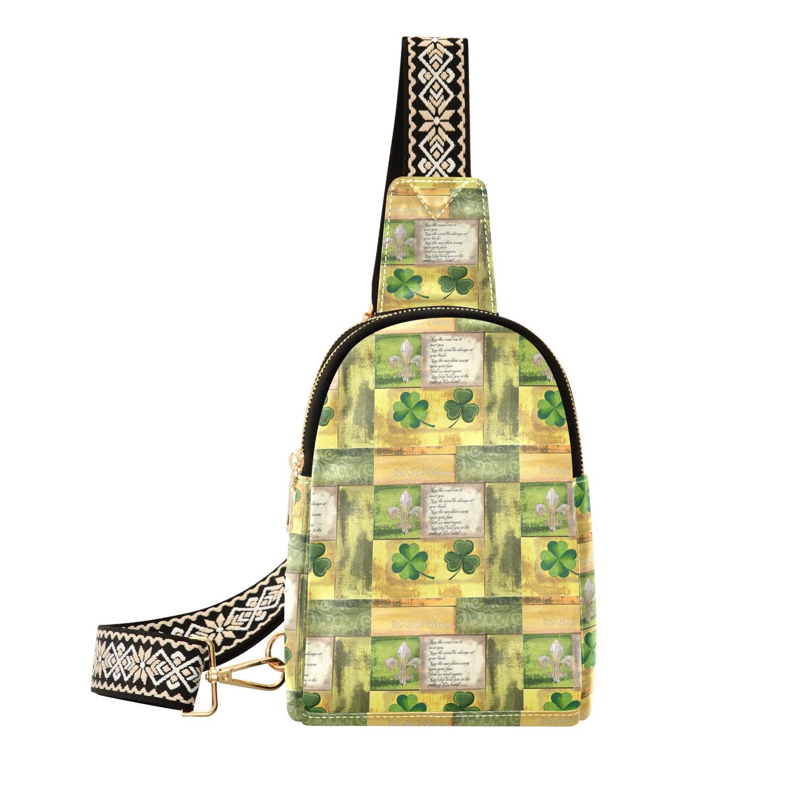 Women Crossbody Sling Backpack Irish-st-patrick-fleur-de-lis Girl Chest Bag Daypack for Hiking Traveling