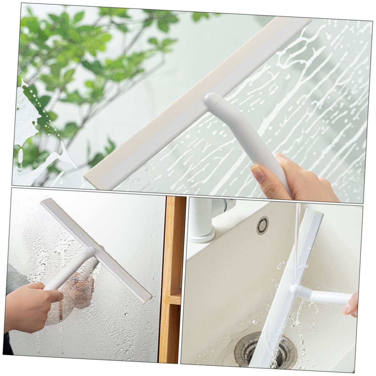 GLEAVI 3 Pcs Ergonomic Handle Glass Squeegee Window Cleaner Tool for Bathroom Tile Easy to Use Cleaning Squeegee for Home