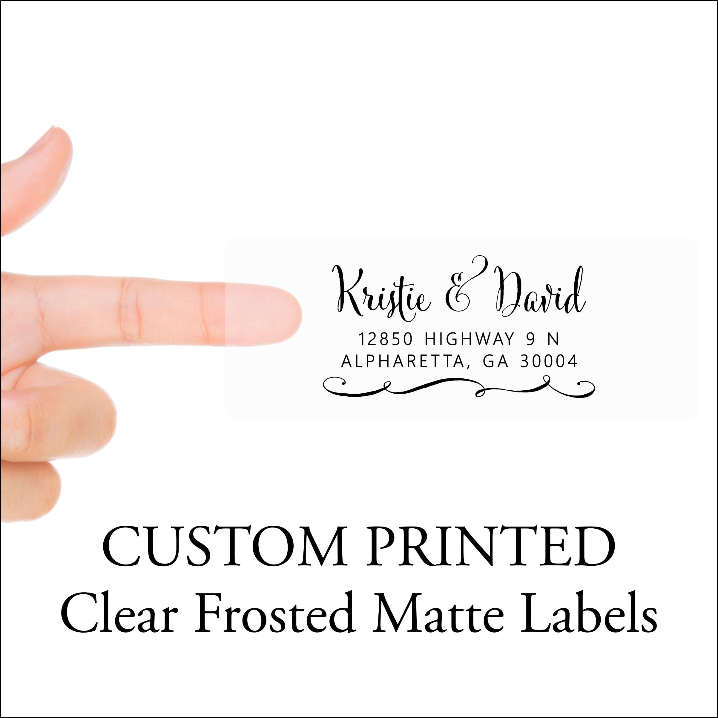 PrettySweetParty Clear Address Labels - Frosted Clear Transparent Custom Printed Personalized Return Address Labels for Envelopes (Calligraphy Script)