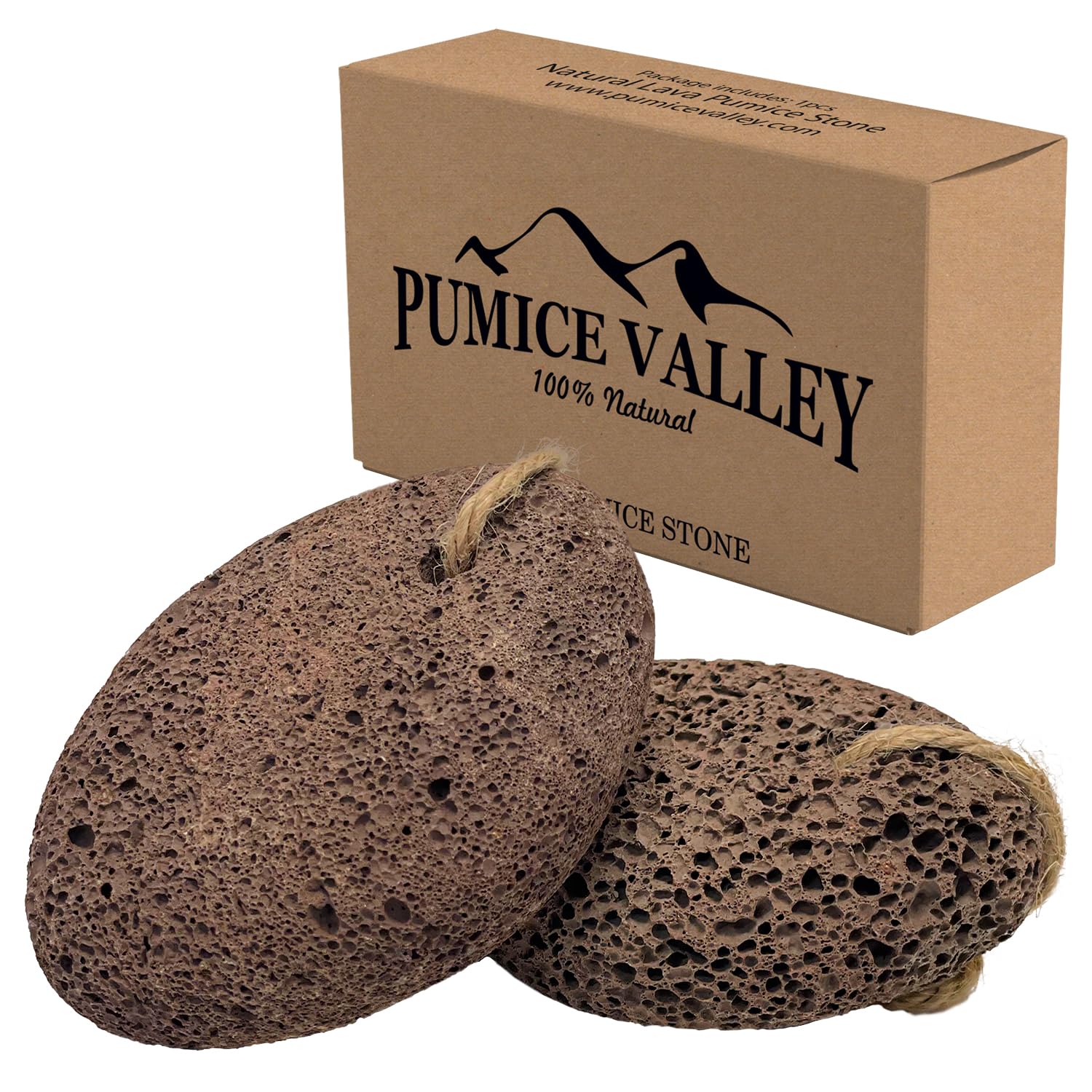 Pumice Stones for Feet - Natural Earth Lava Brown Pack of 2 - Callus Corn Remover for Feet Heels and Palm - Pedicure Exfoliation Tool - Dry Dead Skin Scrubber - Health Foot Care