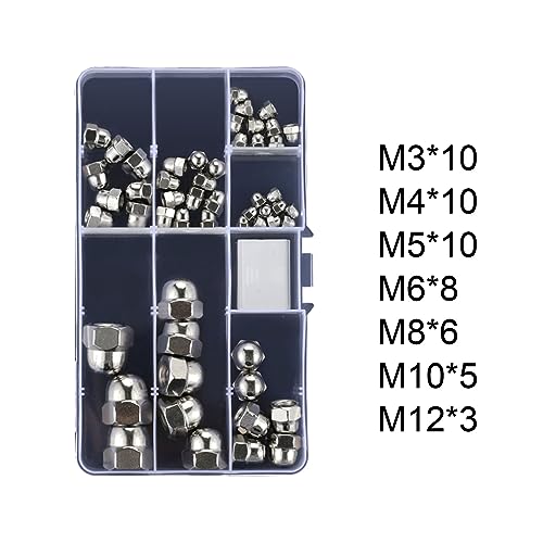 50Pcs Acorn Dome Cap Head Assortment Kit 304 201 316 Stainless Steel Hexagon Decorative Cap Acorn Cap