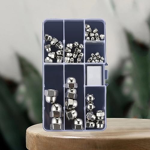 50Pcs Acorn Dome Cap Head Assortment Kit 304 201 316 Stainless Steel Hexagon Decorative Cap Acorn Cap