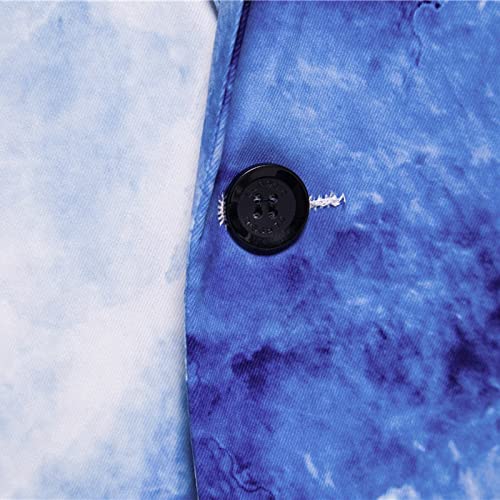 B-38 Royal Blue Tie Dye Work Office Blazer Uniform Outerwear for Man Winter Fall Floral Graphic Blazer Coats Man Button 2024 Clothes Country Concert Y2K K5 XXL