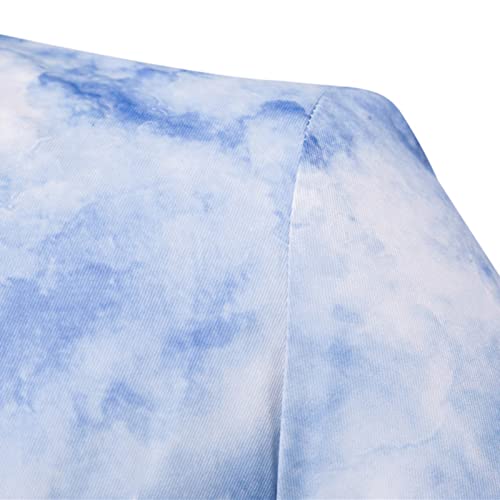 B-38 Royal Blue Tie Dye Work Office Blazer Uniform Outerwear for Man Winter Fall Floral Graphic Blazer Coats Man Button 2024 Clothes Country Concert Y2K K5 XXL