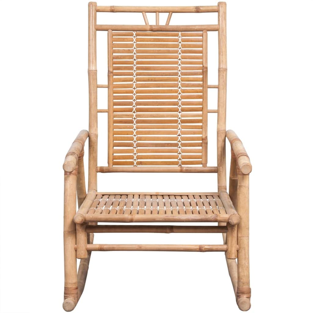 Tidyard Rocking Chair with Cushion Bamboo Armchair for Patio, Balcony, Porch, Backyard Style E