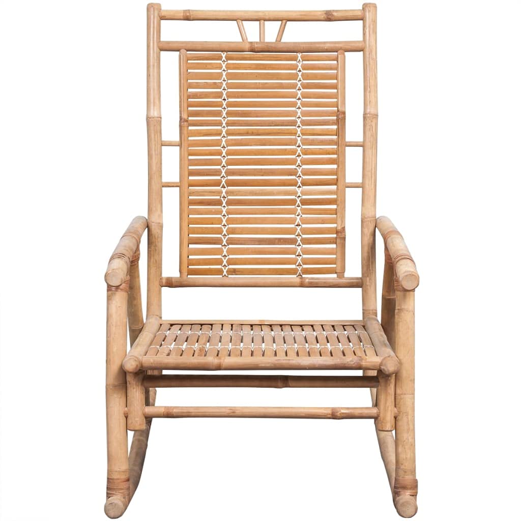 Tidyard Rocking Chair with Cushion Bamboo Armchair for Patio, Balcony, Porch, Backyard