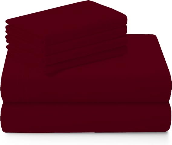 RECCI 4 Piece Luxury Premium Sheet Set 1000 Thread Count Extra Super Soft 100% Egyptian Cotton 18" Inch Deep Pocket - Full Size Burgundy Solid
