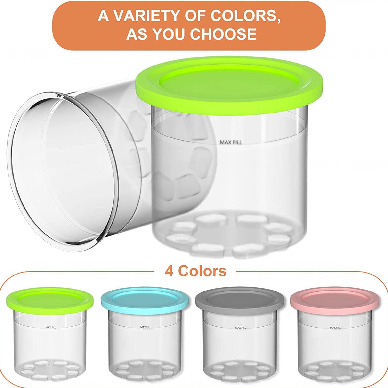 Creami Pints, for Ninja Creami Deluxe Pints,16 OZ Ice Cream Containers Reusable,Leaf-Proof Compatible with NC299AMZ,NC300s Series Ice Cream Makers