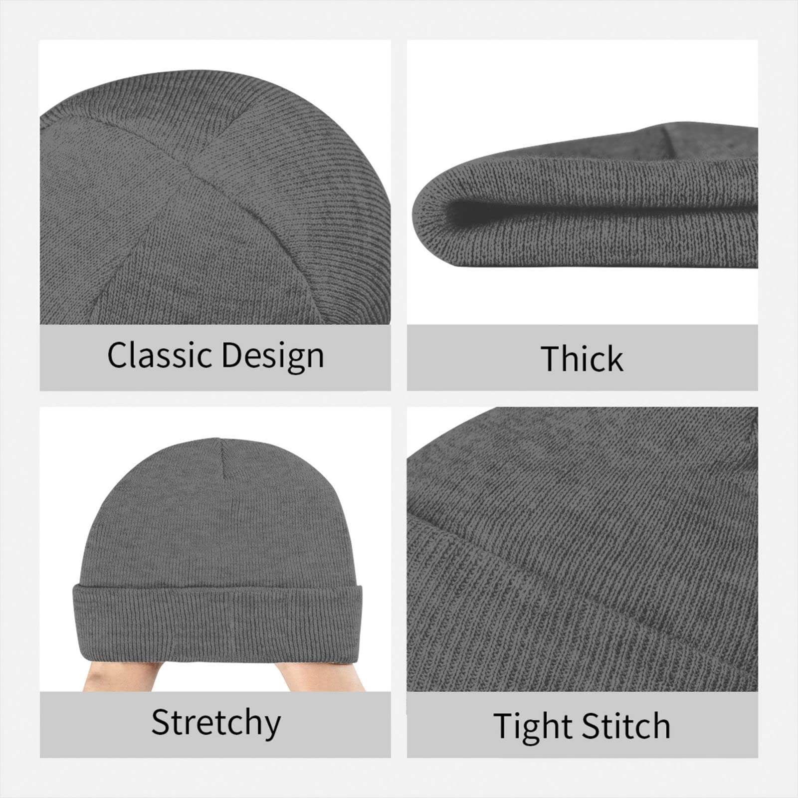 Jelly Rapper Singer Roll Beanies for Men's Womens Teens - Casual Unisex Aldult Cuffed Skull Knit Hat Knitted Winter Hat Classic Breathable Sleep Hats for Workout Gaming Deep Heather