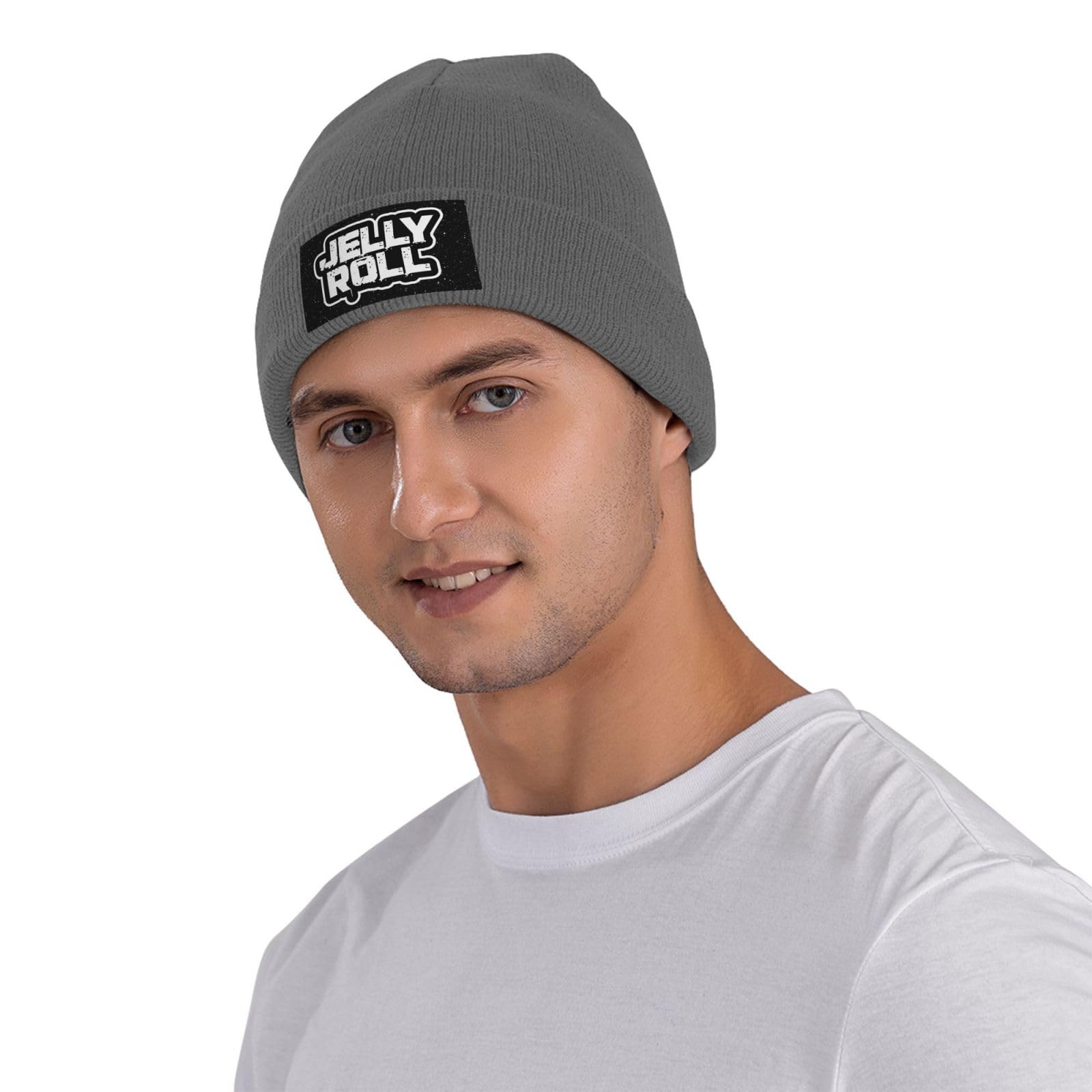 Jelly Rapper Singer Roll Beanies for Men's Womens Teens - Casual Unisex Aldult Cuffed Skull Knit Hat Knitted Winter Hat Classic Breathable Sleep Hats for Workout Gaming Deep Heather