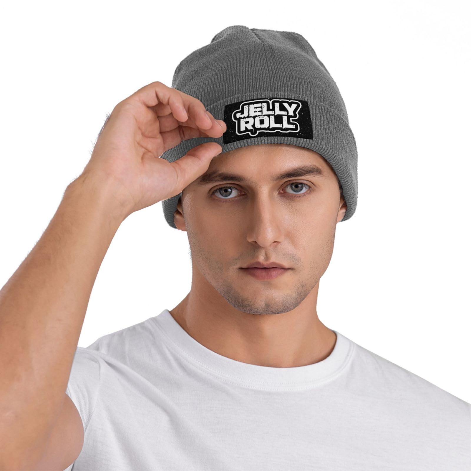 Jelly Rapper Singer Roll Beanies for Men's Womens Teens - Casual Unisex Aldult Cuffed Skull Knit Hat Knitted Winter Hat Classic Breathable Sleep Hats for Workout Gaming Deep Heather