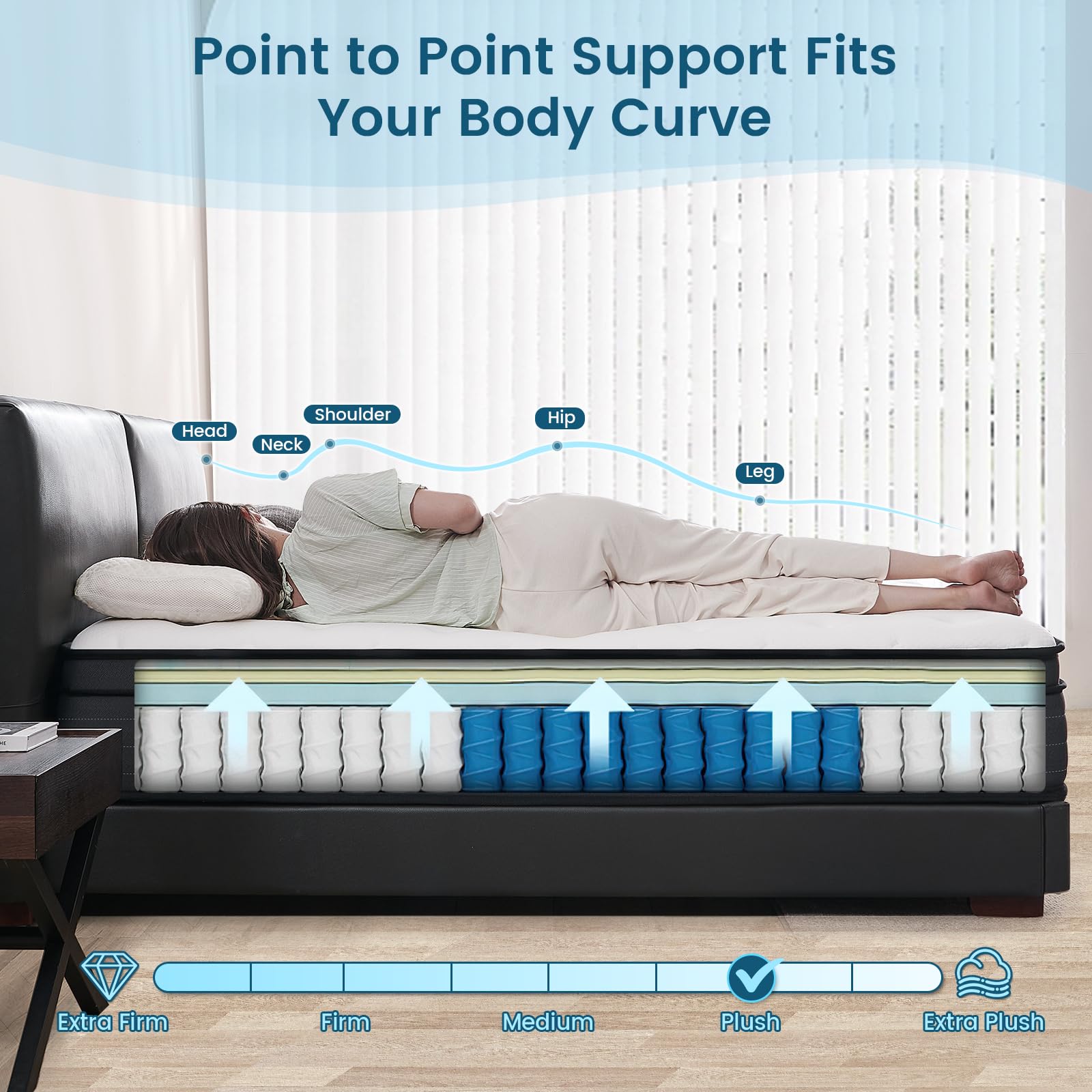 Vantto Full Size Mattress,12 Inch Memory Foam Hybrid Mattress in a Box,Individual Pocket Spring Breathable Comfortable for Sleep Supportive and Pressure Relief, CertiPUR-US, VT-12F-1
