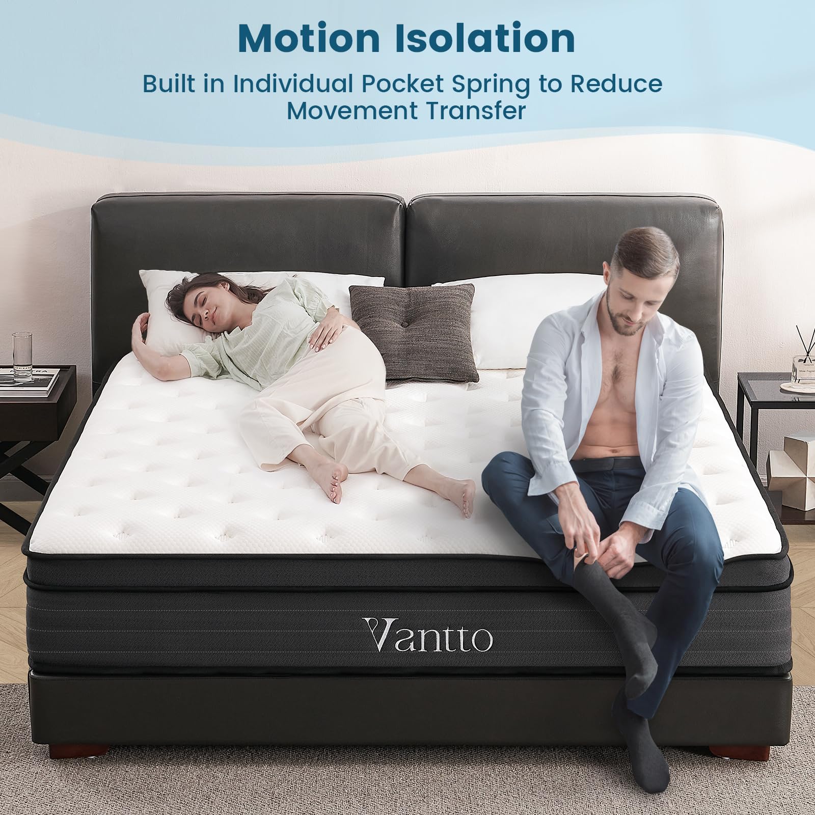 Vantto Full Size Mattress,12 Inch Memory Foam Hybrid Mattress in a Box,Individual Pocket Spring Breathable Comfortable for Sleep Supportive and Pressure Relief, CertiPUR-US, VT-12F-1