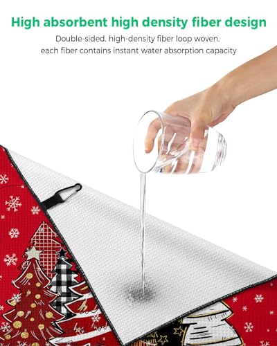 Golf Towel Christmas Tree Snowflake Red,Waffle Pattern Microfiber Club Cleaner Golf Towels with Carabiner Clip for Women Men Dad,Winter Aesthetic Cedar Golf Towel for Golf Bags Accessories,24x16in