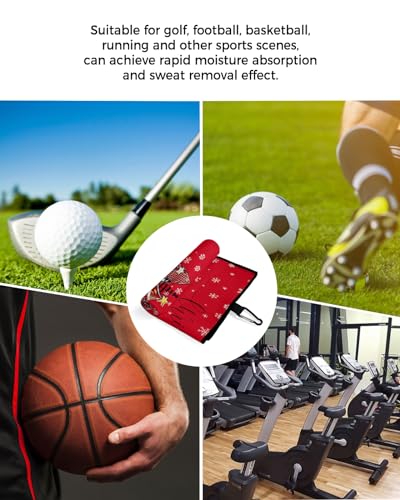 Golf Towel Christmas Tree Snowflake Red,Waffle Pattern Microfiber Club Cleaner Golf Towels with Carabiner Clip for Women Men Dad,Winter Aesthetic Cedar Golf Towel for Golf Bags Accessories,24x16in