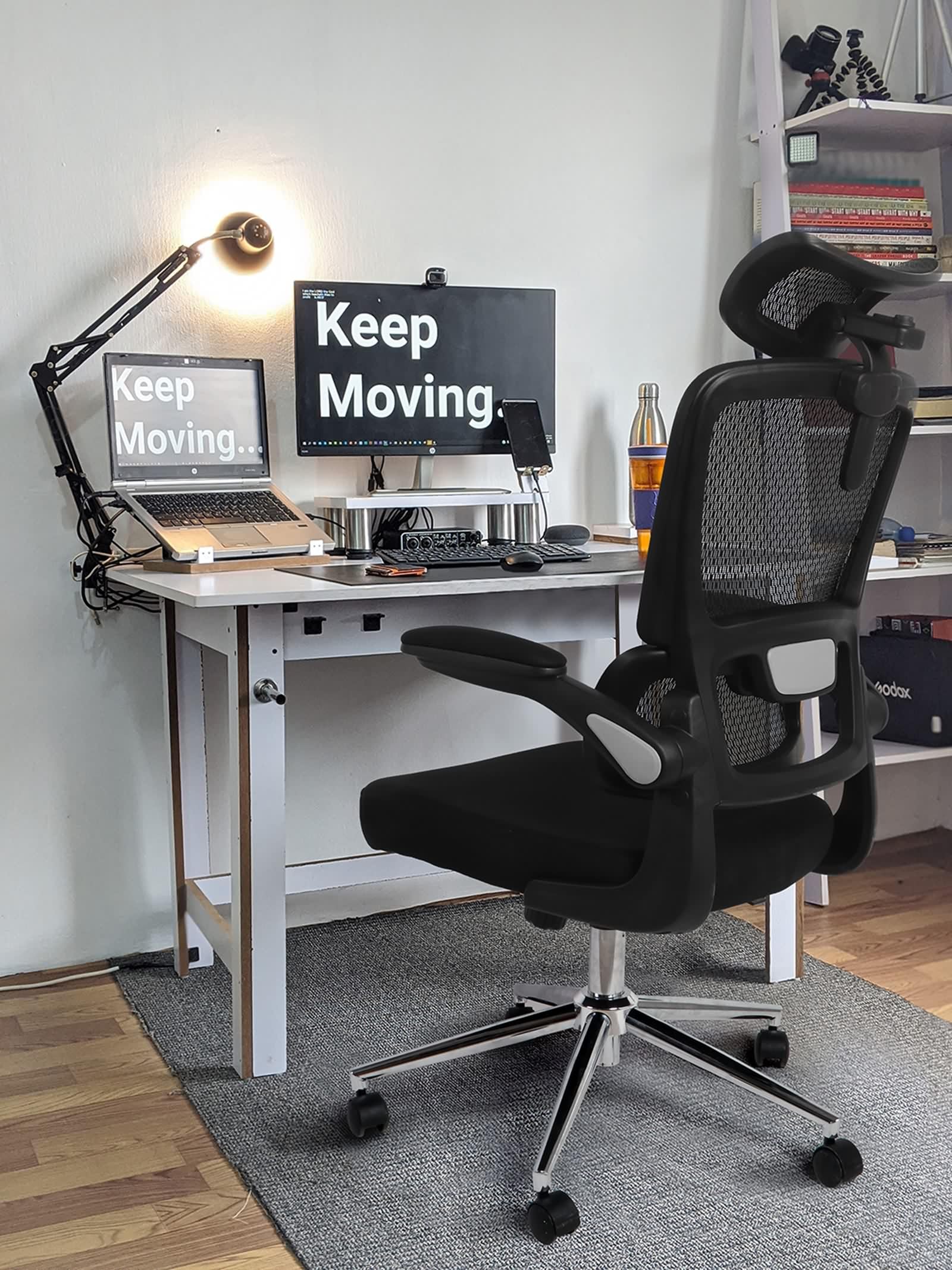Daesar Mesh Ergonomic Office Chair High Back Desk Chair High Adjustable Headrest with Flip Up Arms, Tilt Function, Lumbar Support Swivel Computer Chair Task Chair, Executive Chair, Black