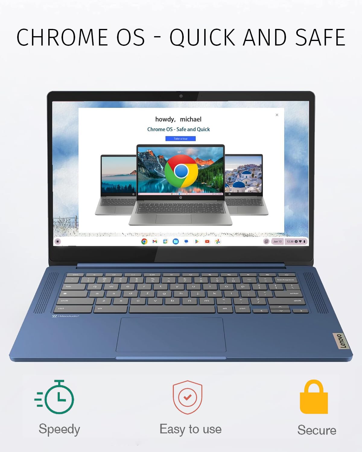 Lenovo Chromebook Laptop Computer, 14 FHD IPS Touchscreen Light PC, 8-Core MediaTek Kompanio 520, 4GB RAM, 64GB eMMC, Chrome OS, Wi-Fi 6, Long Battery Life, USB-C