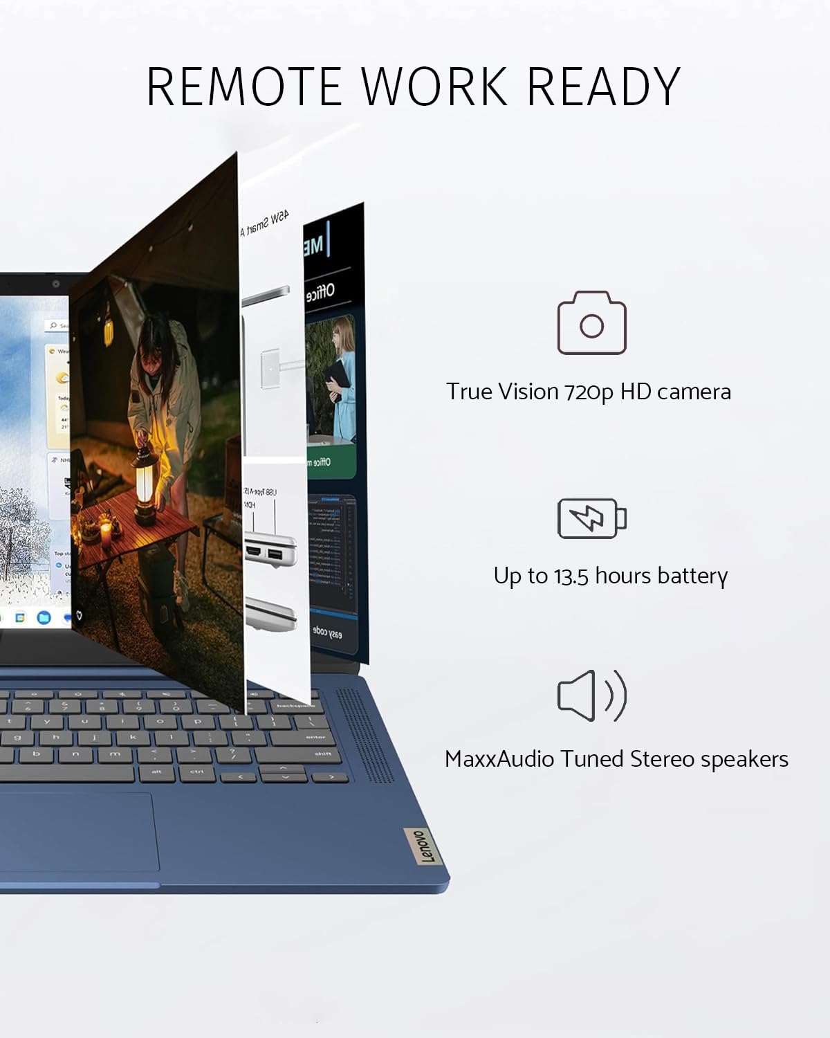 Lenovo Chromebook Laptop Computer, 14 FHD IPS Touchscreen Light PC, 8-Core MediaTek Kompanio 520, 4GB RAM, 64GB eMMC, Chrome OS, Wi-Fi 6, Long Battery Life, USB-C
