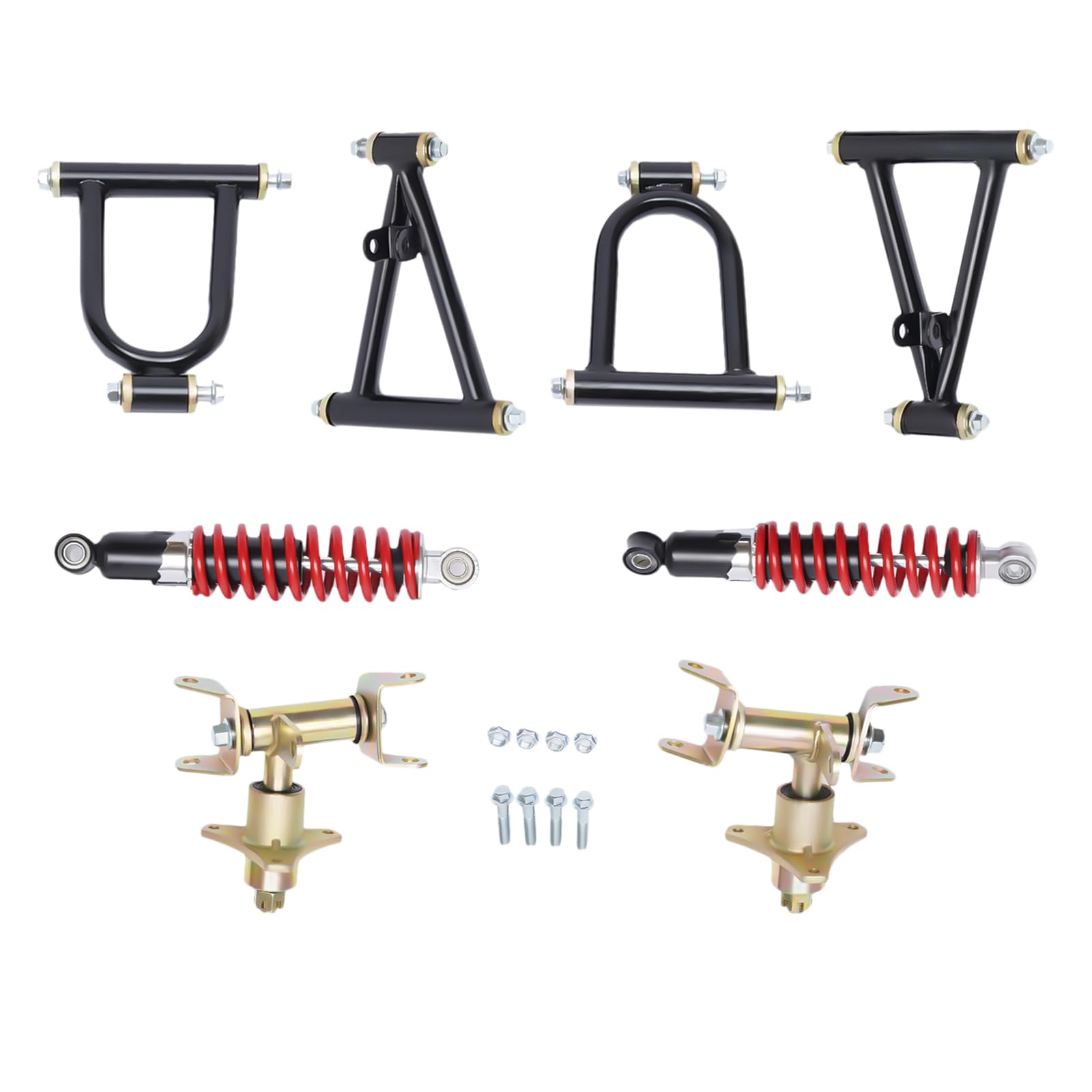 TFCFL Front Suspension Shock Swing Arm Kit Upper Lower Swingarm Steering Knuckle Spindle Kit For ATV Quad Bike Go Kart Buggy DIY Parts, 3 Flange Holes