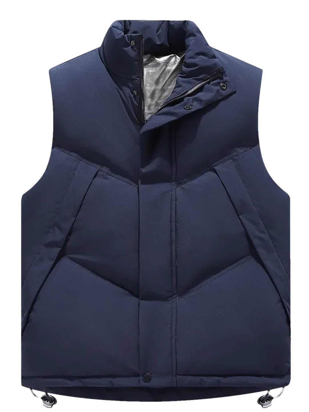 Winter Padded Vest Men Stand Collar Sleeveless Thick Warm Jackets Windproof Thermal Gilet Coats Bright EN8 XL