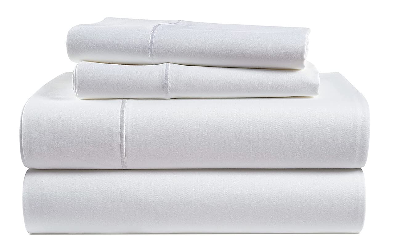 Luxora Bedding 100% Egyptian Cotton 4 Piece Bed Sheet Set – 1000 Thread Count, Includes 1 Fitted Sheet, 1 Flat Sheet, 2 Pillowcases with Full Size White 16 Inches Deep Pocket