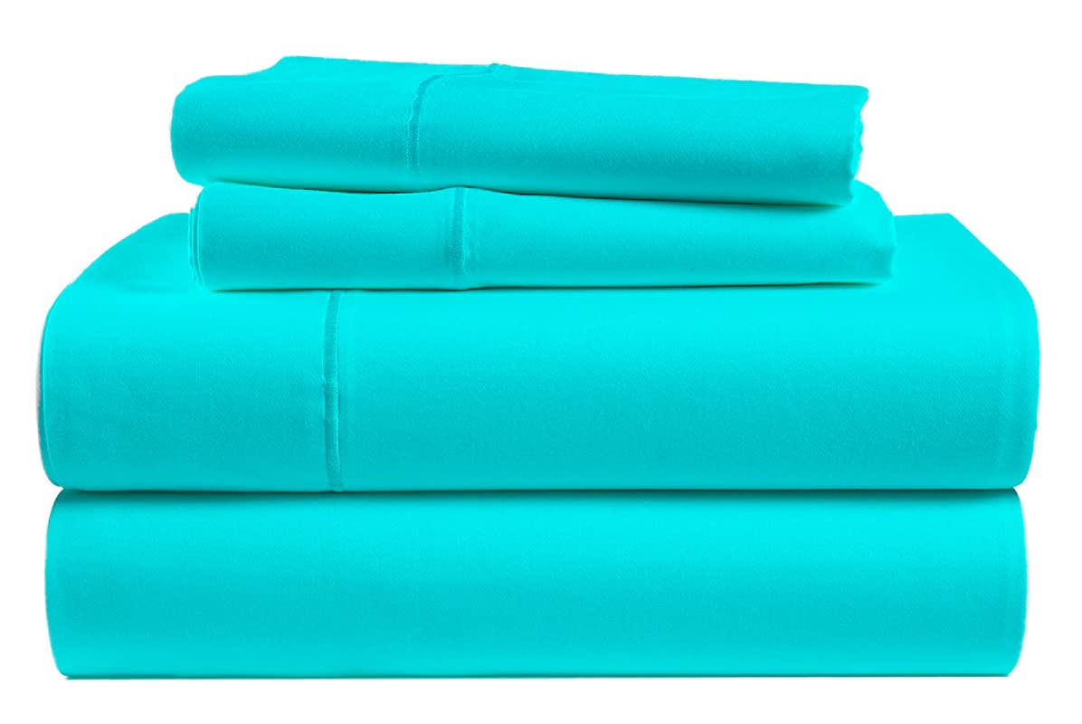 Luxora Bedding Heavy Wight 100% Egyptian Cotton, 1000 Thread Count Sheet Set Full Size Aqua Blue Bed Sheets,8 Inches Deep Pocket