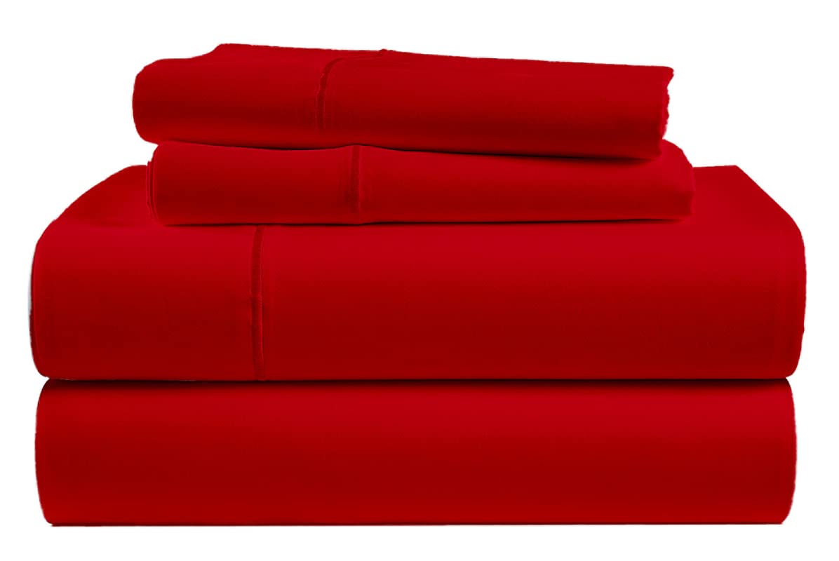 Luxora Bedding Heavy Wight 100% Egyptian Cotton, 1000 Thread Count Sheet Set Full Size Red Bed Sheets,8 Inches Deep Pocket