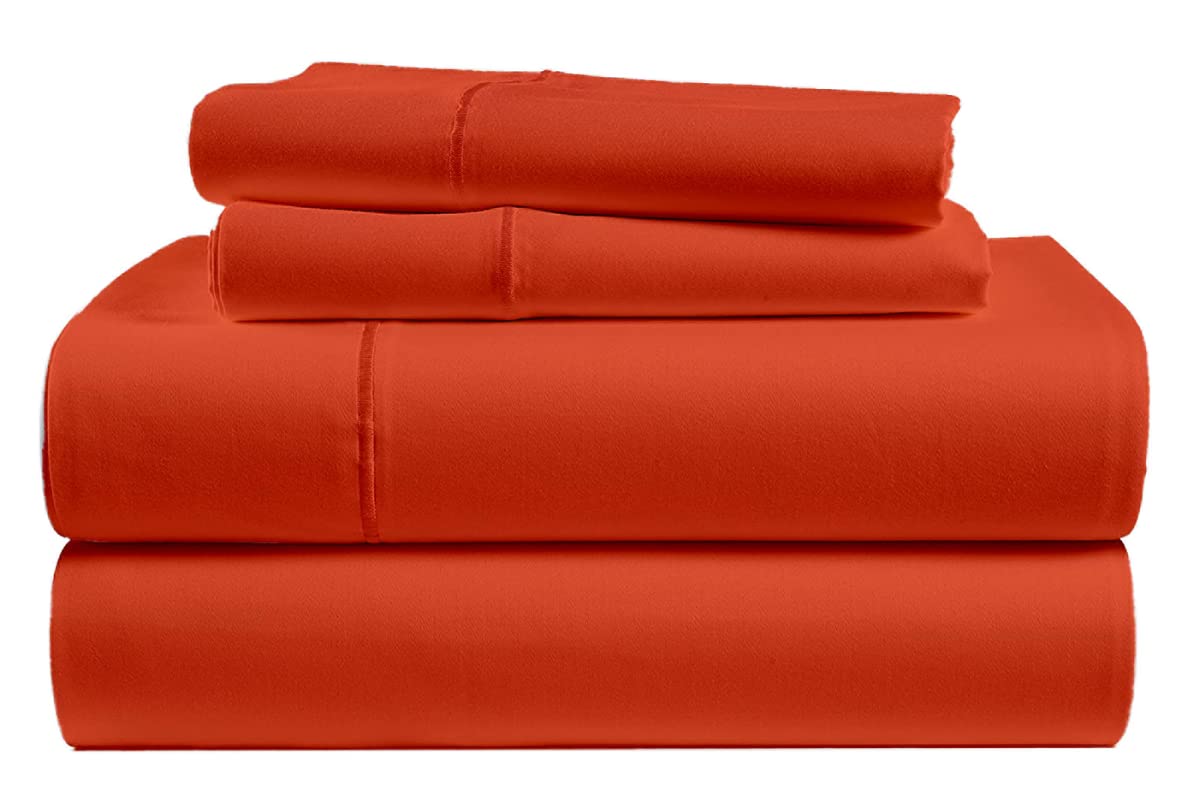 Luxora Bedding Heavy Wight 100% Egyptian Cotton, 1000 Thread Count Sheet Set Full Size Orange Bed Sheets,8 Inches Deep Pocket