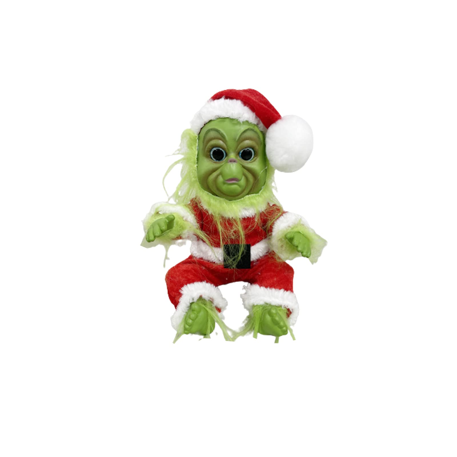 TRURENDI Christmas Plush Toy Green Furry Ghost Doll Cartoon Latex Ugly Doll Decorative Toys for Girls Boys, 7.87Inches (Red Black, 20cm)