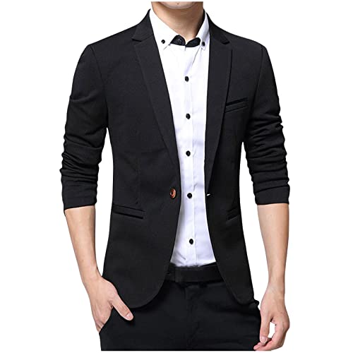 B-668 Black Long Sleeve Blazer for Mens Fall Winter Work Office Blazer Plain Blazer Coat Mens Button 2023 Clothes Trendy Regular Fit Country Concert Y2K K5 XXL