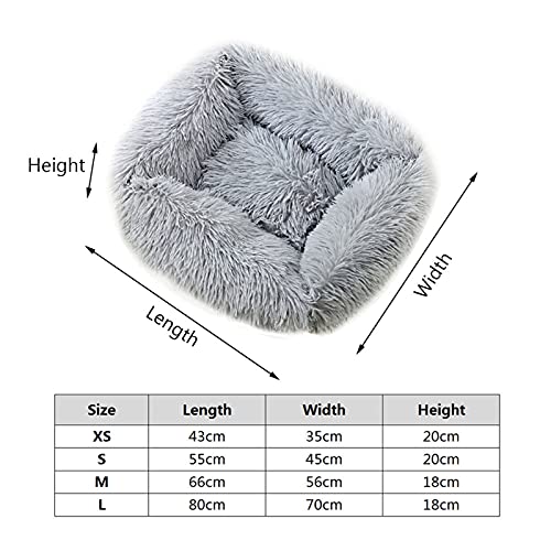 LQUOXH Square Dog Beds Long Plush Pet Beds Cat Mat for Little Medium Large Pets Super Soft Winter Warm Sleeping Mats (Color : LightGrey, Size : Small)