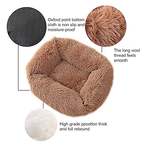 LQUOXH Square Dog Beds Long Plush Pet Beds Cat Mat for Little Medium Large Pets Super Soft Winter Warm Sleeping Mats (Color : LightGrey, Size : Small)