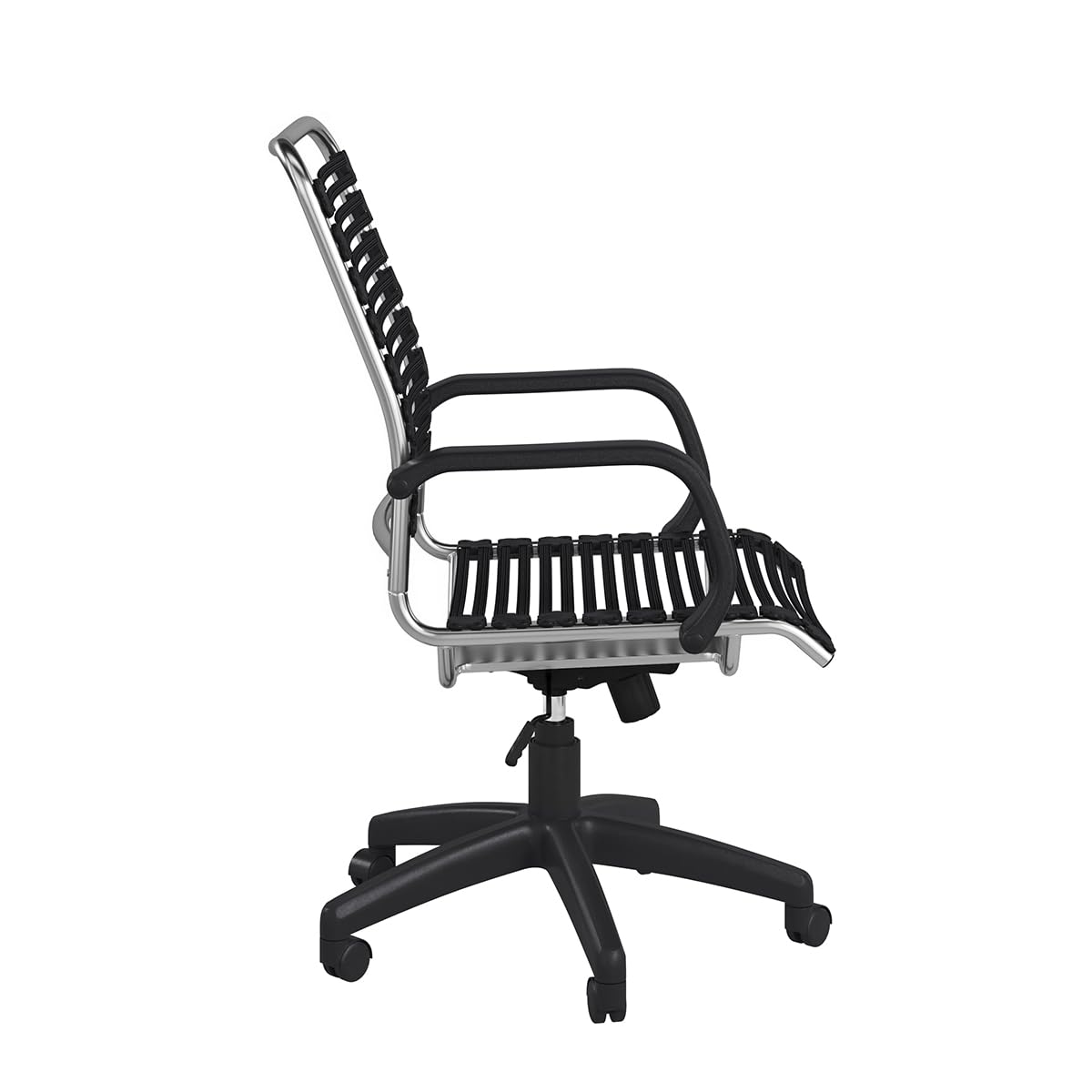 Euro Style Black Bungie/Aluminum Allison Rolling Office Chair - Modern High Back Adjustable Desk Chair with Wheels/Armrests for Work, Study, Gaming