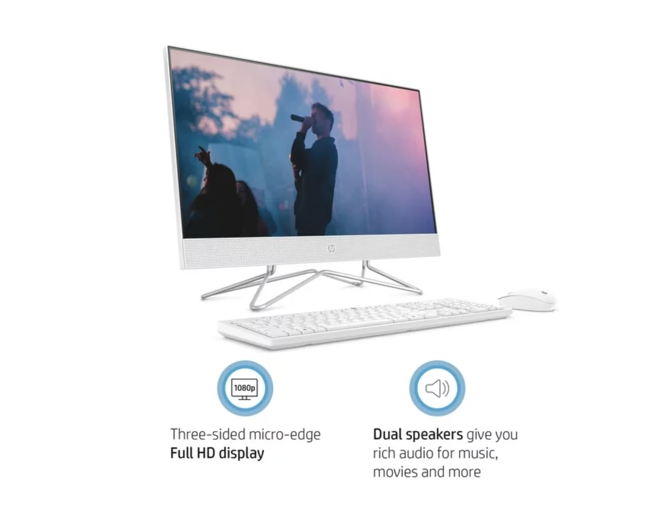 HP 24 All-in-One PC, Intel Core i3-1115G4, 4GB RAM, 256GB SSD, Full HD Micro-Edge Display, 720p Privacy Webcam, Wi-Fi and Bluetooth Combo, Snow White, Windows 11 Home (Renewed)