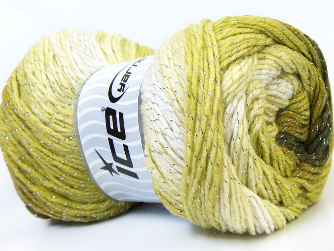 Lot of 4 x 100gr Skeins Ice Yarns Magic Glitz Hand Knitting Yarn Green Shades