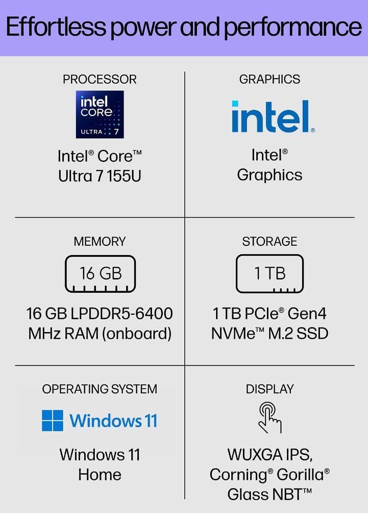 HP - Envy 2-in-1 Laptop - 15.6" Full HD Touch-Screen - Intel Evo Core i7-1355U - 16GB Memory - 1TB SSD - Thunderbolt 4 – Long Battery Life – Windows 11 - W/Clean Cloth