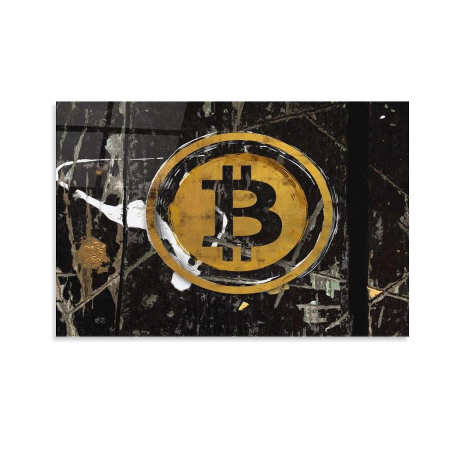 ESyem Posters Than Currency Badge Wall Art Cryptocurrency Exchange Trading Wall Art Canvas Painting Posters And Prints Wall Art Pictures for Living Room Bedroom Decor 08x12inch(20x30cm) Unframe-style