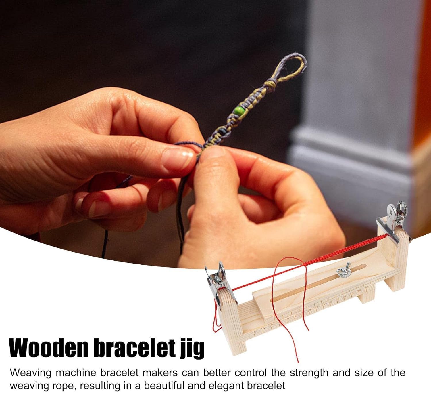 Rosojodg Jig Bracelet Maker Wooden with Bracelet Maker Knotters Tool Kit,Jig Bracelet Braiding Tool for DIY Craft Bracelets Weaving Jewelry Making Kits