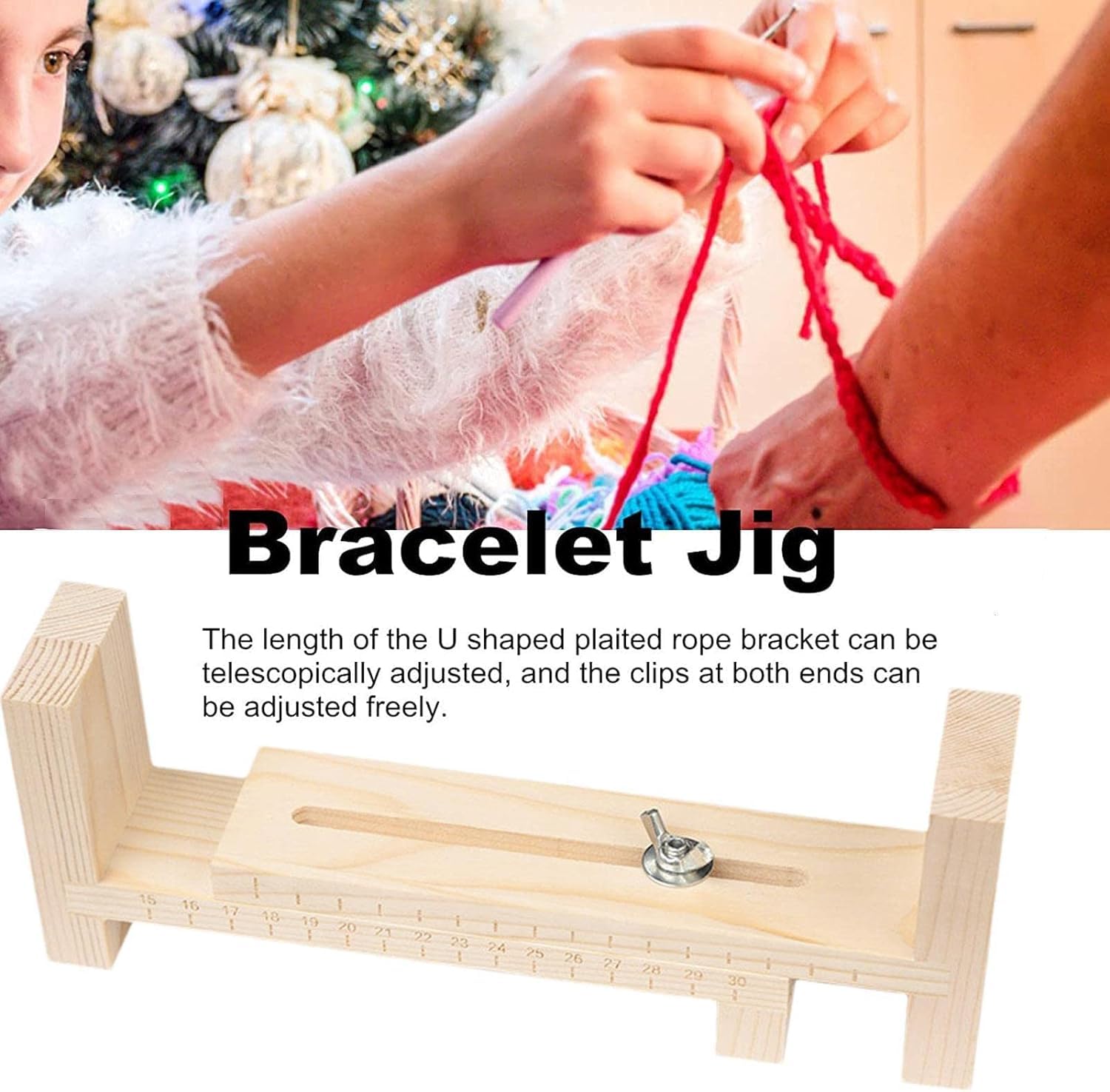 Rosojodg Jig Bracelet Maker Wooden with Bracelet Maker Knotters Tool Kit,Jig Bracelet Braiding Tool for DIY Craft Bracelets Weaving Jewelry Making Kits