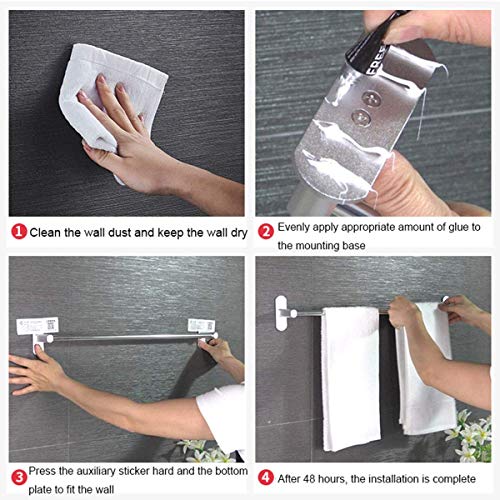 Double Tea Towel Holder for Hanging Over The Kitchen Cupboard Door - 41Cm/16.14Inch Towel Rack - No Drilling Necessary - /Silver/81Cm (Svart 41 cm)