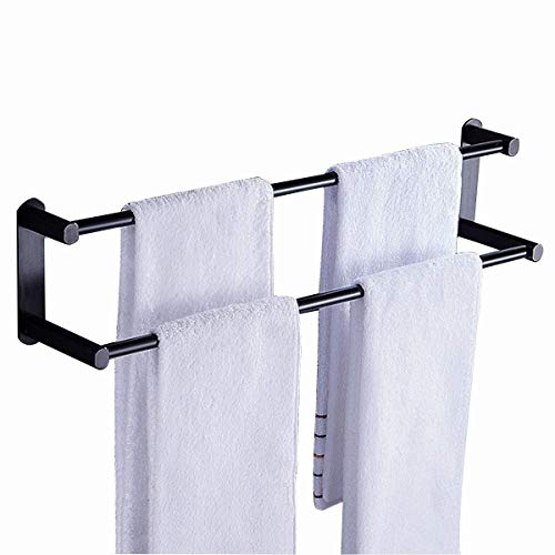 Double Tea Towel Holder for Hanging Over The Kitchen Cupboard Door - 41Cm/16.14Inch Towel Rack - No Drilling Necessary - /Silver/81Cm (Svart 41 cm)