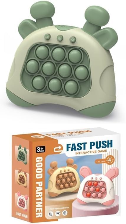 Handheld Pop Game Sensory Fidget Toys with Light, Fast Push Game Fidget Toys, Handheld Bubble Game Console, Speed Push Toy Through Level, Birthday Gift for Boys and Girls (Green)