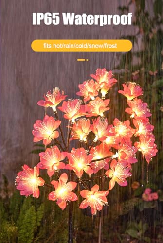 SNUGBERI 2 Pack Outdoor Solar Camellia Lights with 20 Head Flower, Color Changing LED Camellia Flower Landscape Pathway Lights Waterproof Solar Flower Lights for Garden Patio Yard Lawn