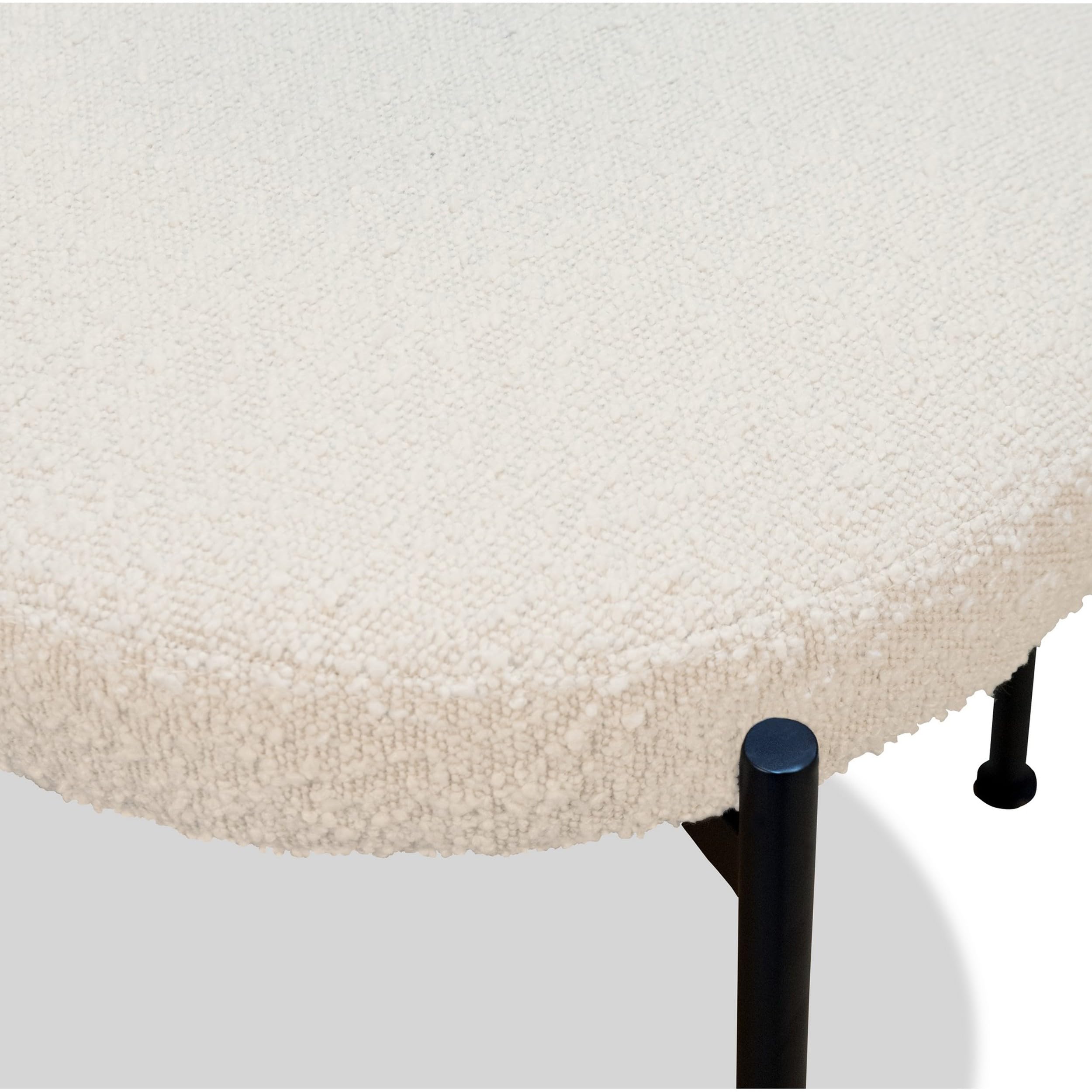 Benjara Aeon 22 Inch Set of 2 Dining Chairs, Metal Frame, Boucle, Off White and Black