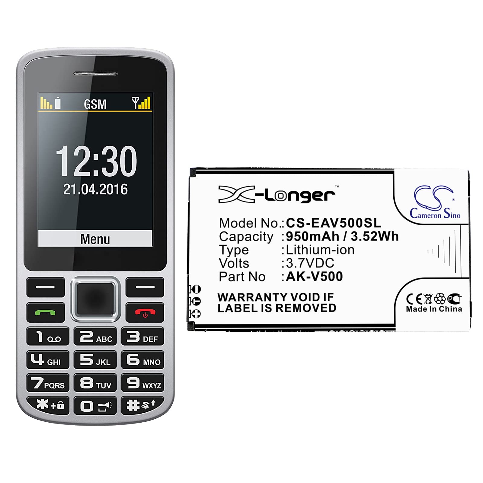 DRAWBELL Battery for E'mporia Prime,Prime V500.3G,Prime V500,V500,fit Part NO:AK-V500 (950mAh)