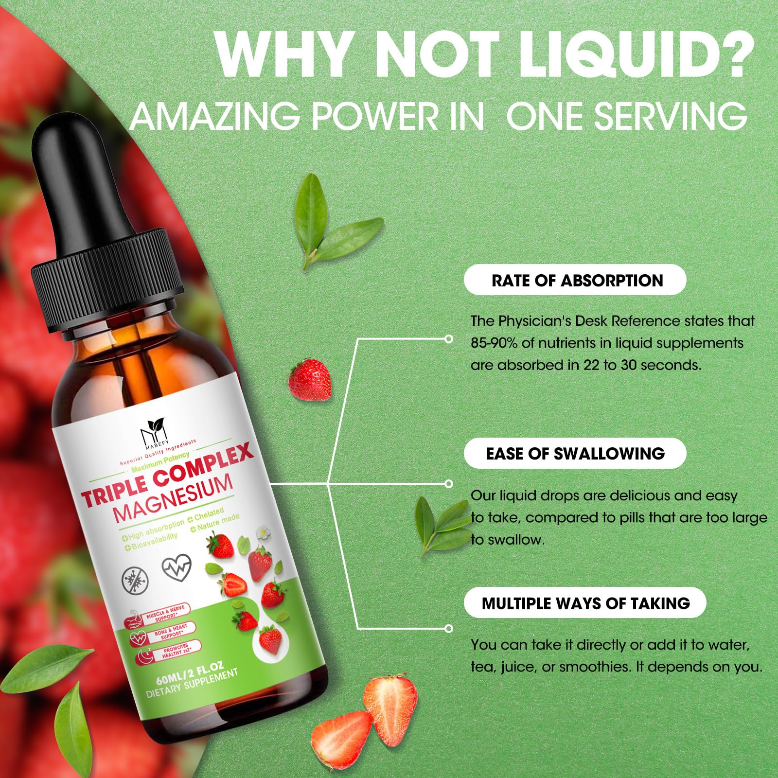 Liquid Magnesium Glycinate 500mg - Triple Complex Magnesium with Glycinate,Malate,Taurate,Chelated Magnesium for Sleep,Cramps,Cardiovascular,Blood Pressure SupportF