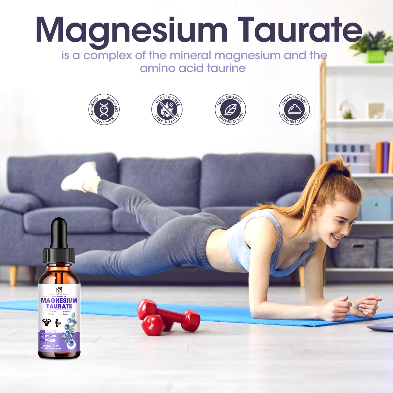 (2 Pack) Magnesium Complex Liquid Supplement, 2000mg Magnesium Taurate with Magnesium Glycinate 500mg,Malate,Aspartate,for Cardiovascular Health,Sleep,Calm,Cramps Support
