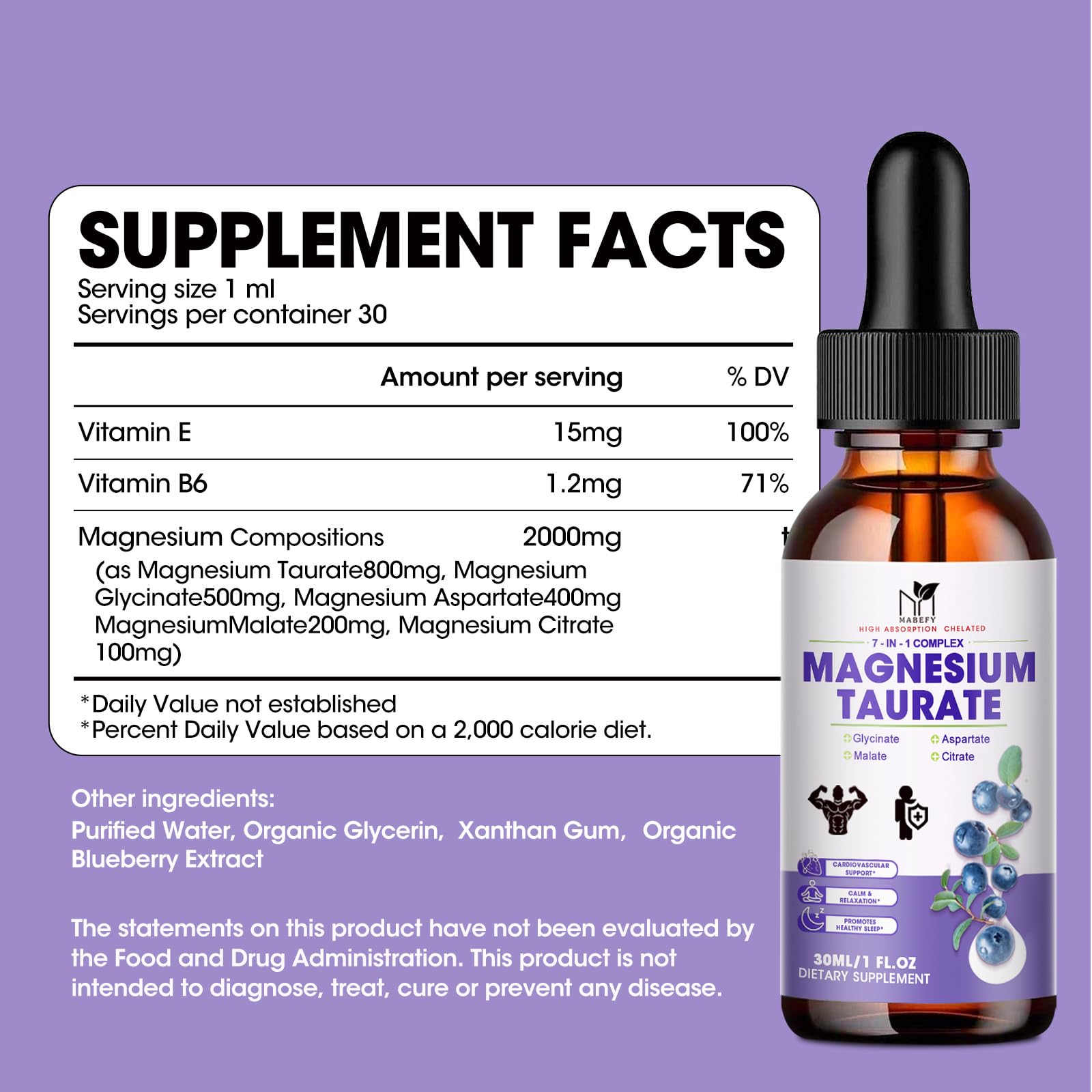 (2 Pack) Magnesium Complex Liquid Supplement, 2000mg Magnesium Taurate with Magnesium Glycinate 500mg,Malate,Aspartate,for Cardiovascular Health,Sleep,Calm,Cramps Support